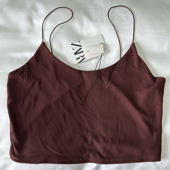 Zara | Tops | Nwt Zara Chocolate Ribbed Camisole Size Large From The ...